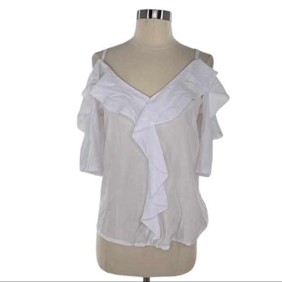 Goodnight Macaroon | Tops | Goodnight Macaroon White Off Shoulder Frill ...